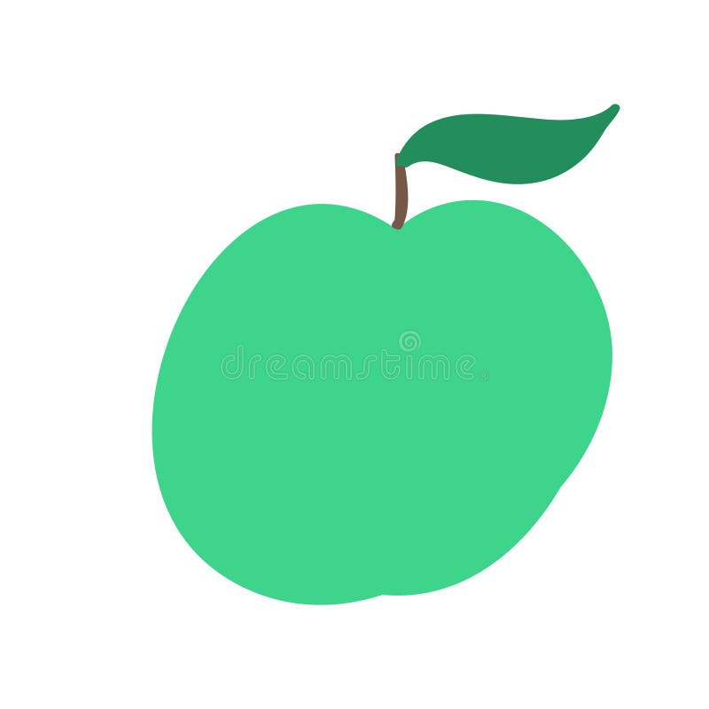 Green Apple Vector Illustration Simple Cartoon Stylre Stock Vector ...