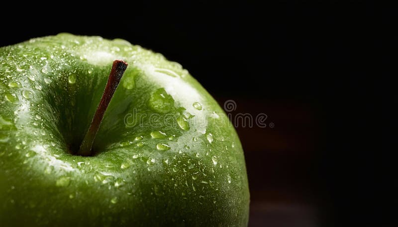 Green Apple with Water Drop on an Apple Stock Illustration ...