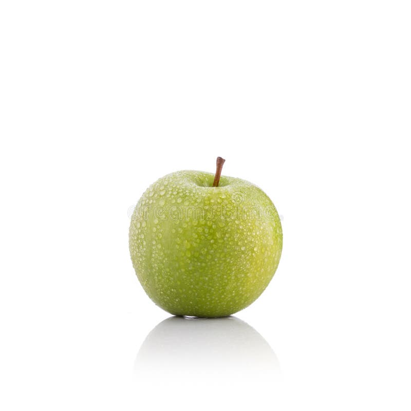 Green Apple with Water Drop. Studio Shot Isolated on White Stock Image ...