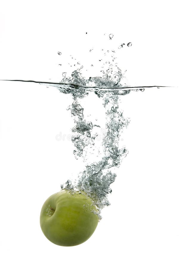 Green apple water splash stock image. Image of splashing - 12540963