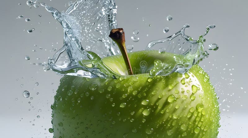 Green Apple with Water Splash Stock Image - Image of green, wave: 388810467