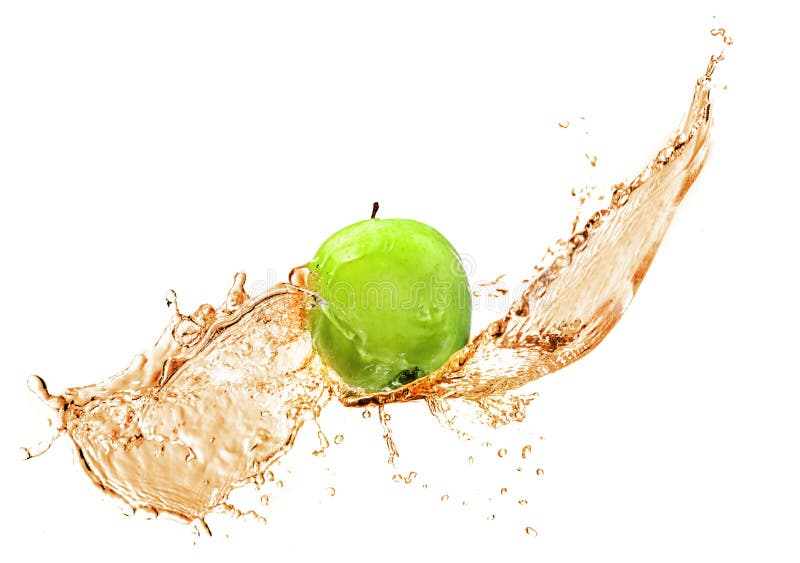 Green Apple Splashing into Water. Stock Illustration - Illustration of ...