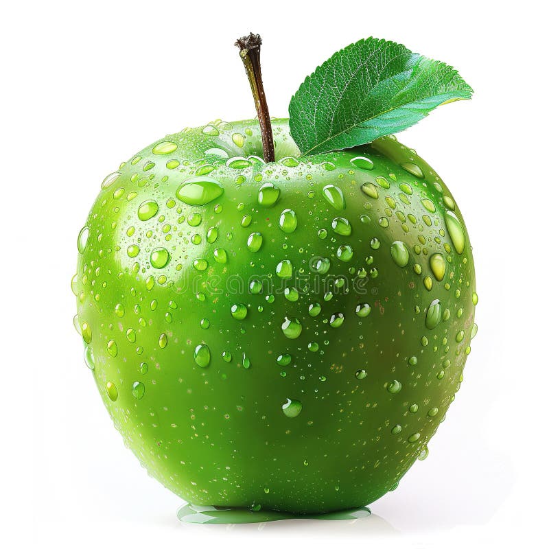 Green Apple on White Background Stock Photo - Image of water, abstract ...