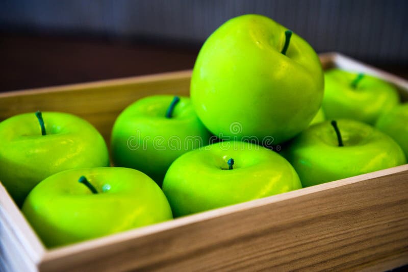 Green apples stock photo. Image of fruits, container - 15516934