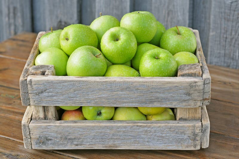 Green apples in a box stock image. Image of fruit, green - 22203083