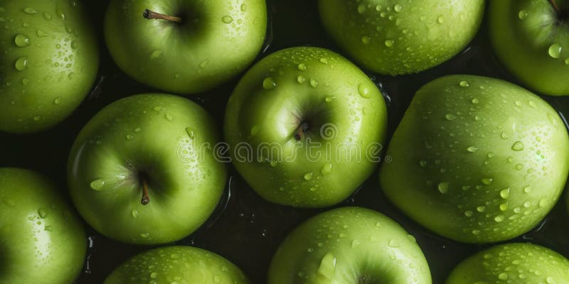 Green Apples on a Counter in the Supermarket. Banner Created with Ai ...