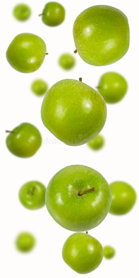 Green apples falling stock photo. Image of isolated, fresh - 17547974