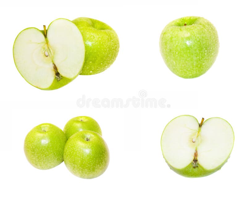 Green Apples with Water Drops Stock Image - Image of light, garden ...