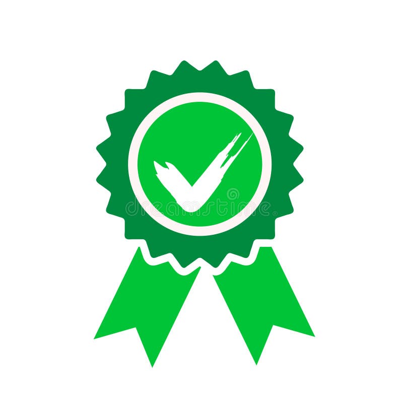 Green Approved or Certified Medal Icon in a Flat Design with Shadow ...