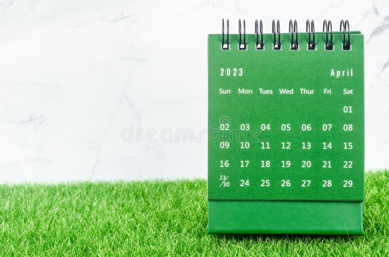 The Green April 2023 Monthly Desk Calendar for 2023 Year on Grass Stock ...