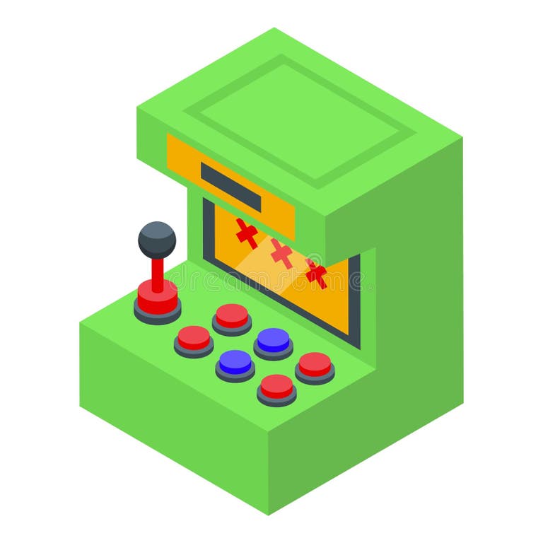 Green Arcade Game Machine Displaying Game Over Screen Stock Vector - Illustration of gamer ...