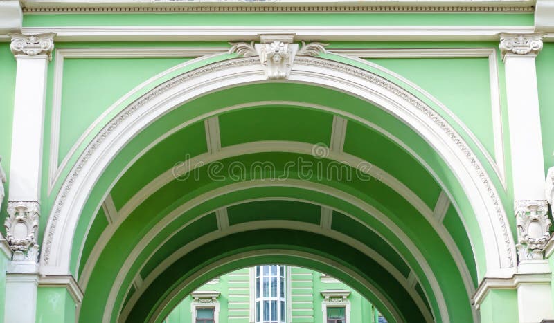 Green Arch Classical Architecture Urban View. Stock Photo - Image of ...