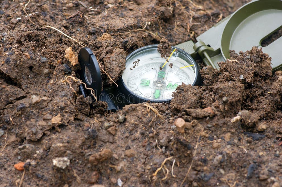 An Green Army Magnetic Compass on the Ground Stock Photo - Image of ...