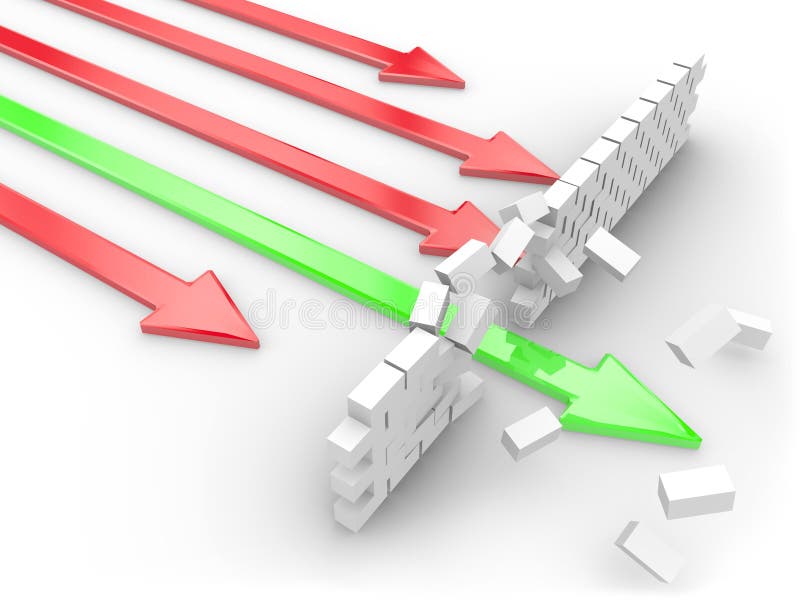 3d Arrows Success or Failure Concept Stock Illustration - Illustration ...