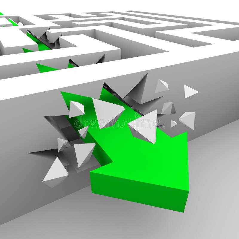 Breaking the Rules - Arrow through Maze Stock Illustration ...