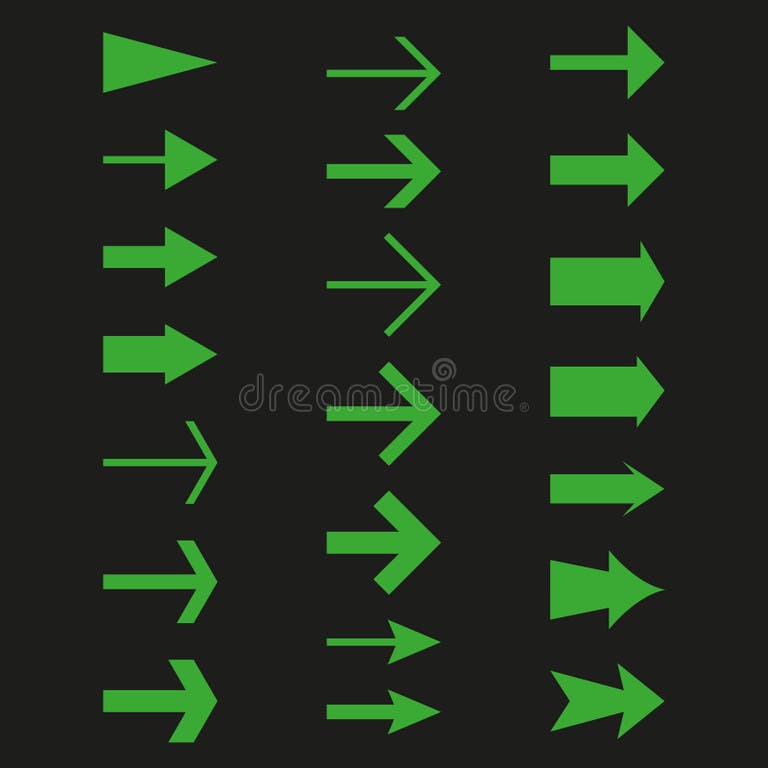 Green Arrow Collection. Directional Shape Set. Simple Navigation Icons ...