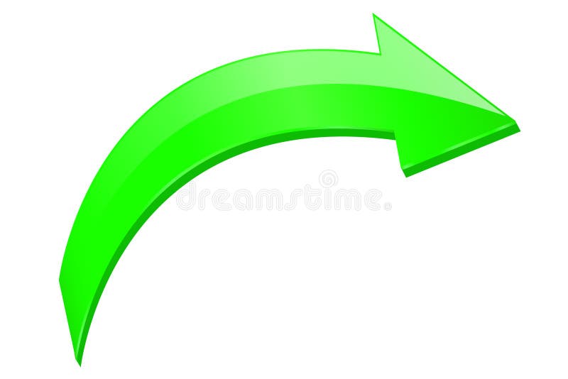 Green Curved DOWN Arrow. 3d Icon Stock Vector - Illustration of icon ...