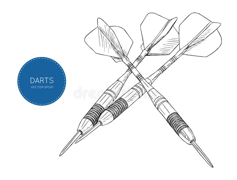 Green Arrow Darts. Sketch Vector. Stock Vector - Illustration of hobby ...