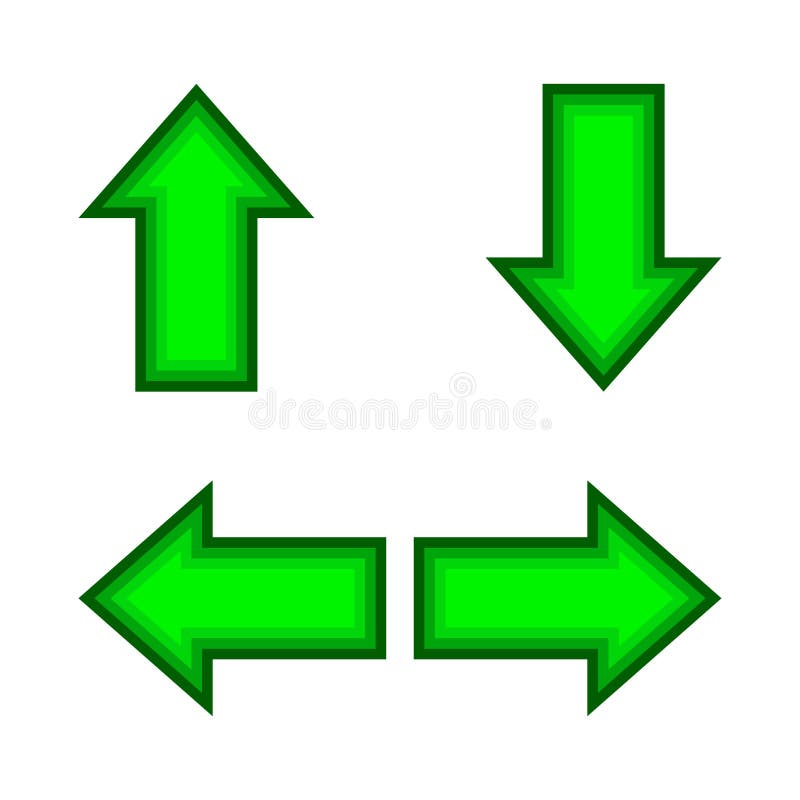 Green Arrow and Diagonal Arrow Sign for Map, Arrow Button for Graphic ...