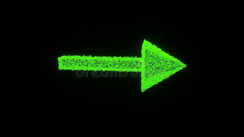 Green Arrow is Formed from Particles and Pointing To the Right on Black ...