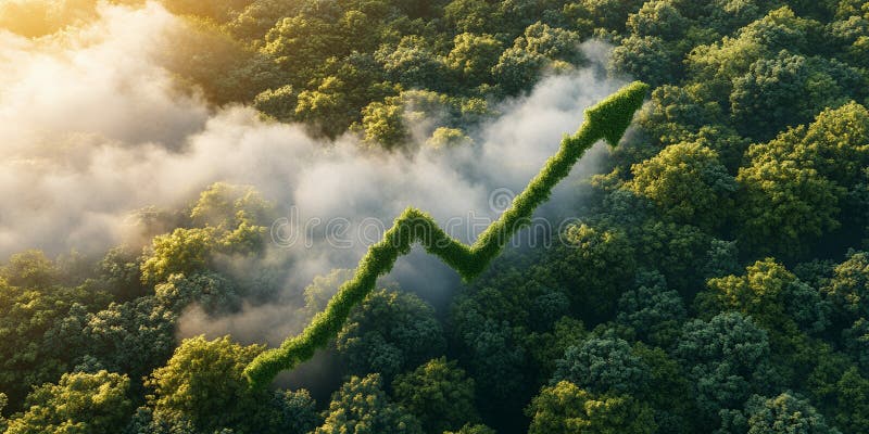 Green Arrow Formed by Trees in a Forest Stock Illustration ...