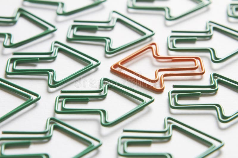 Green Arrow Going Against the Flow Stock Photo - Image of difference ...