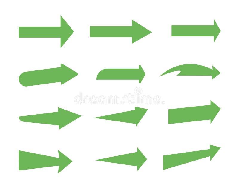Green Arrow Icon Set of Various Designs Stock Vector - Illustration of ...
