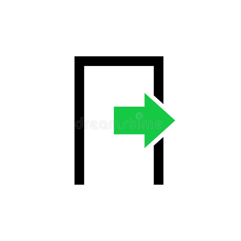 Green Arrow Logout Exit Icon. Door with Arrow Exit Logout Symbol ...