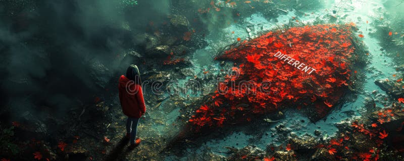 Green Arrow Marked DIFFERENT Breaking through the Ground, Rising Above ...