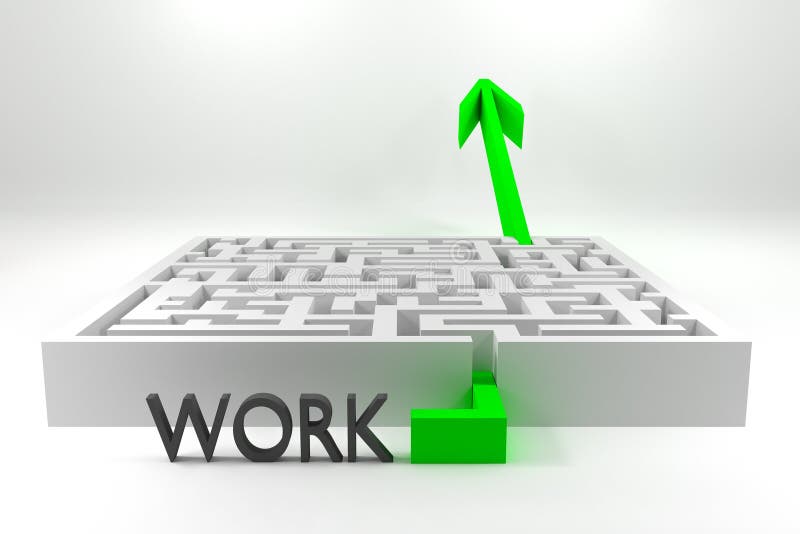 Green Arrow Passing Maze Work Career Stock Illustration - Illustration ...