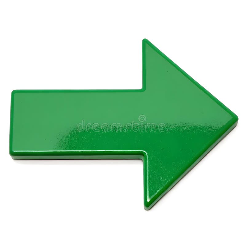 Green Arrow Pointing Right Isolated on White Background Stock ...