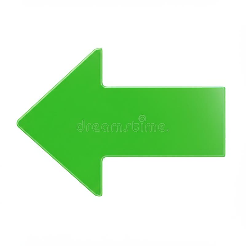 Green Arrow Pointing Left Isolated on White Background, Direction ...