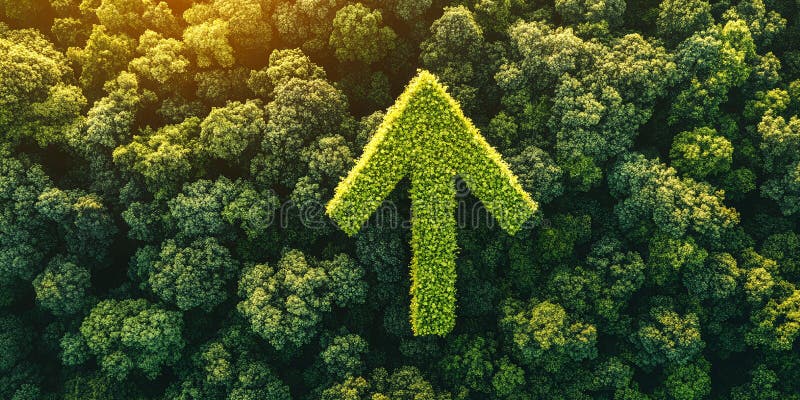 Green Arrow Pointing Up in a Forest Stock Illustration - Illustration ...