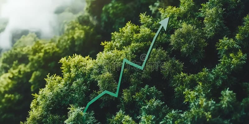 Green Arrow Pointing Up on Lush Foliage Stock Illustration ...