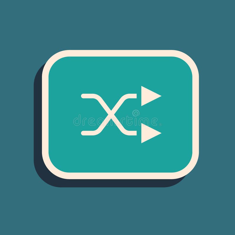 Green Arrow Shuffle Icon Isolated on Green Background. Long Shadow ...