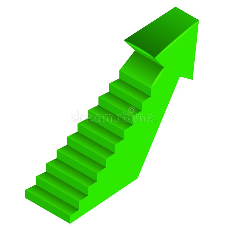 Green Arrow Up Direction with Staircase on Side Stock Vector ...
