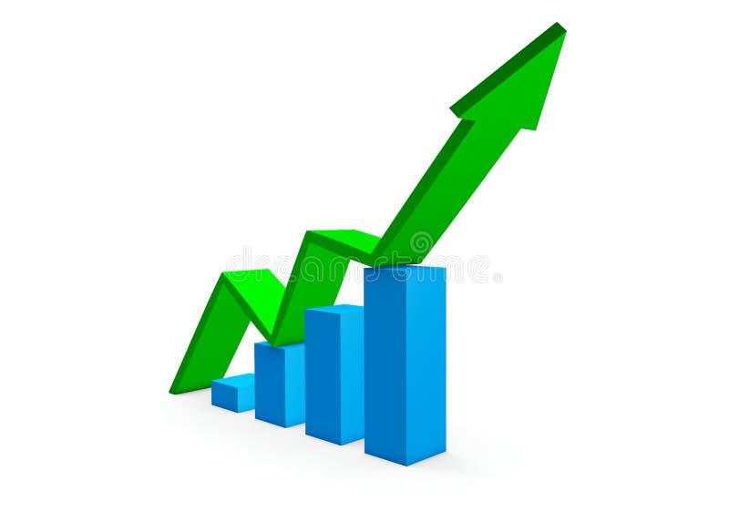 Green Arrow Up Graphs of Growth. 3D Rendering Stock Illustration ...
