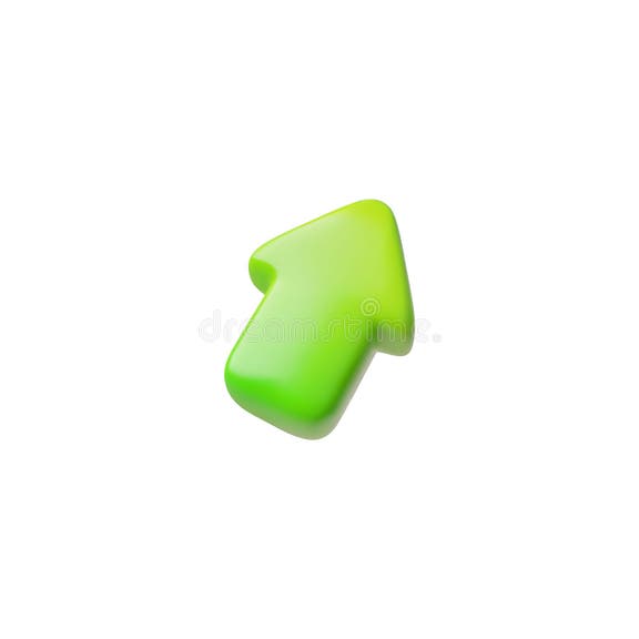 Green Arrow Up Right Diagonal Cursor 3d Cartoon Plastic Vector Icon, Volume Interface Navigation ...