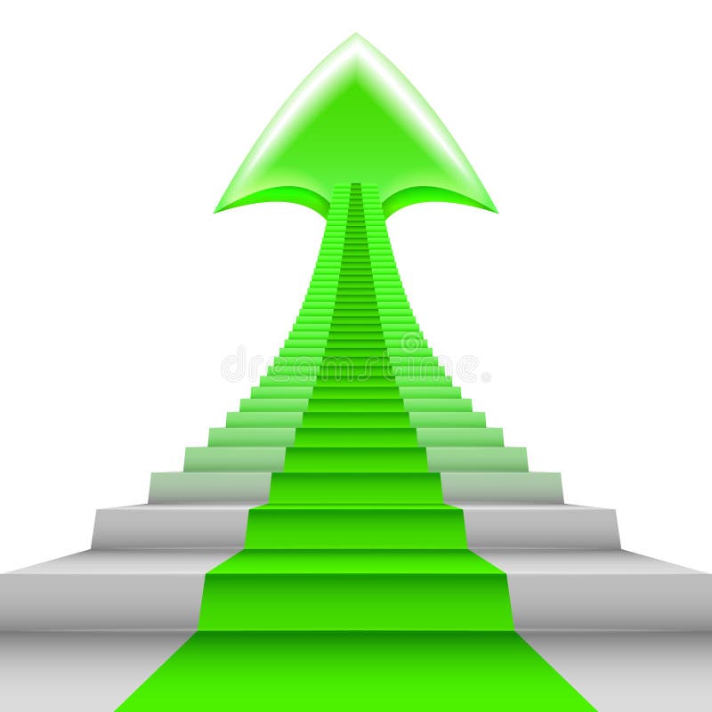Green Stair Steps Grow Up Arrow Stock Illustration - Illustration of ...