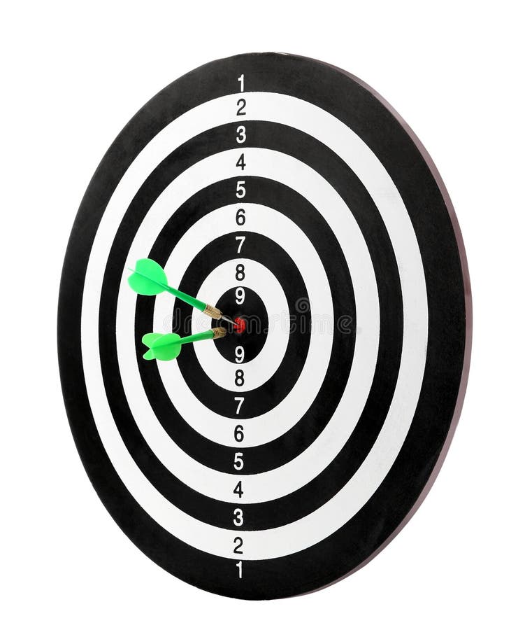 Green Arrows Hitting Target on Dart Board Stock Image - Image of ...