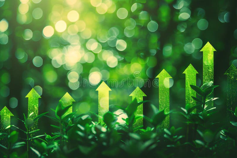 Green Arrows Rising from Plants, Symbolizing Growth, Nature, and ...
