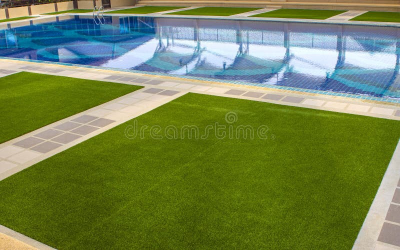 Green the Artificial Turf by the Pool Stock Image - Image of nature ...