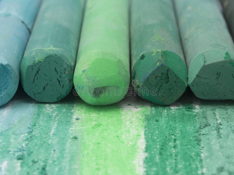 Green Artistic Crayons in the Line Stock Photo - Image of crayon ...