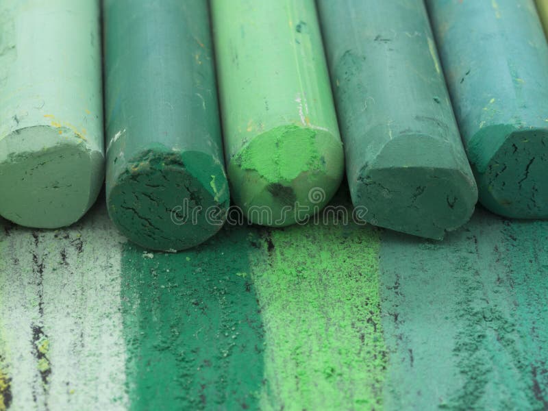 Green Artistic Crayons in the Line Stock Photo - Image of crayon ...