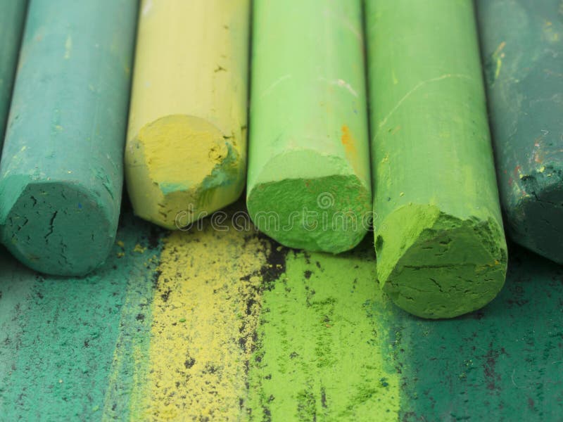 Green Artistic Crayons In The Line Stock Photo - Image of classroom ...