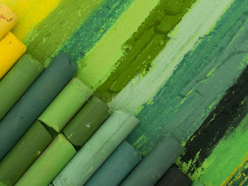 Green Artistic Crayons in the Line Stock Photo - Image of crayon ...
