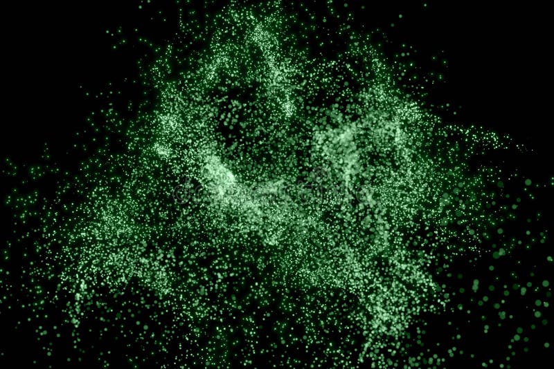 Green Ash Color 3d Particles on a Black Background Stock Illustration ...