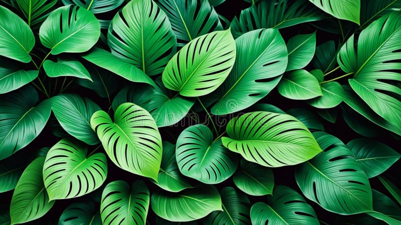 Green Asian Tropical Leaves in the Park Background Stock Illustration ...