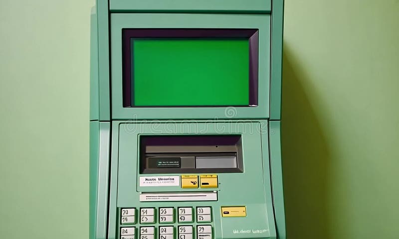 Green ATM Machine with Blank Screen Stock Footage - Video of user ...