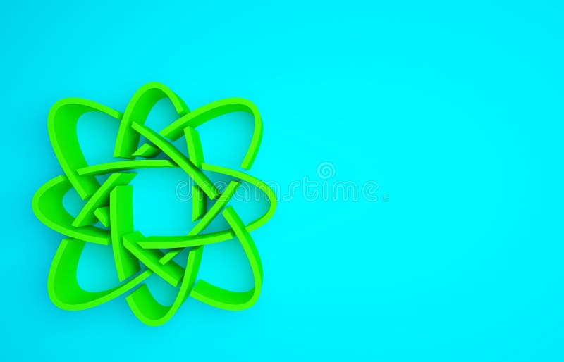 Green Atom Icon Isolated on Blue Background. Symbol of Science ...